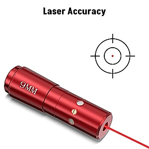 MidTen Bore Sight Laser 9mm Red Dot Boresighter with 2 Sets of Batteries