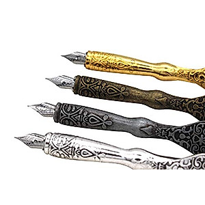Gullor Calligraphy Pens Set - Dip Pen Handcrafted Calligraphy Set with 18 Nibs, Gold