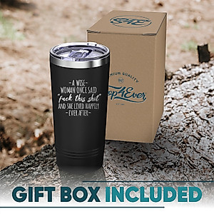 shop4ever A Wise Woman Once Said F This And She Lived Happily Ever After Engraved Insulated Stainless Steel Tumbler with Lid 20 oz. Funny Divorce Retirement Feminist Gift (Black)