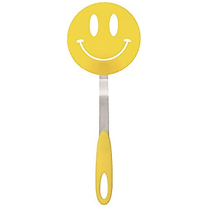 Tovolo Spatulart Smiley Nylon Flex Turner, Spatula Cooking Utensil Co-Molded With Silicone, Sturdy Steel Handle, Safe for Non-Stick Cookware, Face, H x 11.75 x W x 1.25