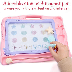 Automoness Magnetic Drawing Board for Kids, Toddler Toys for 1-4 Years Boys & Girls, Color Erasable Doodle Writing Pad, Learning Painting Pad, Preschool Educational Toy for Toddlers, Kids Gift (Pink)