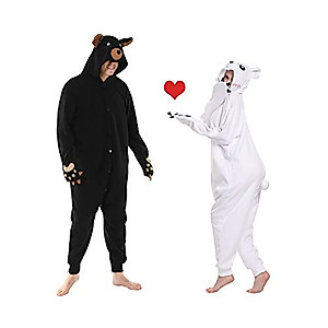 dressfan Animal Onesie Bear Onesie Cosplay Costume with Paw glove black white (S(59"-63"), Black)