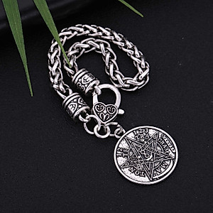 Ancient Hebrew Esoteric Tetragrammaton Pentagram Name of God Charm Wheat Chain Bracelet Blessing Jewelry for Men Women