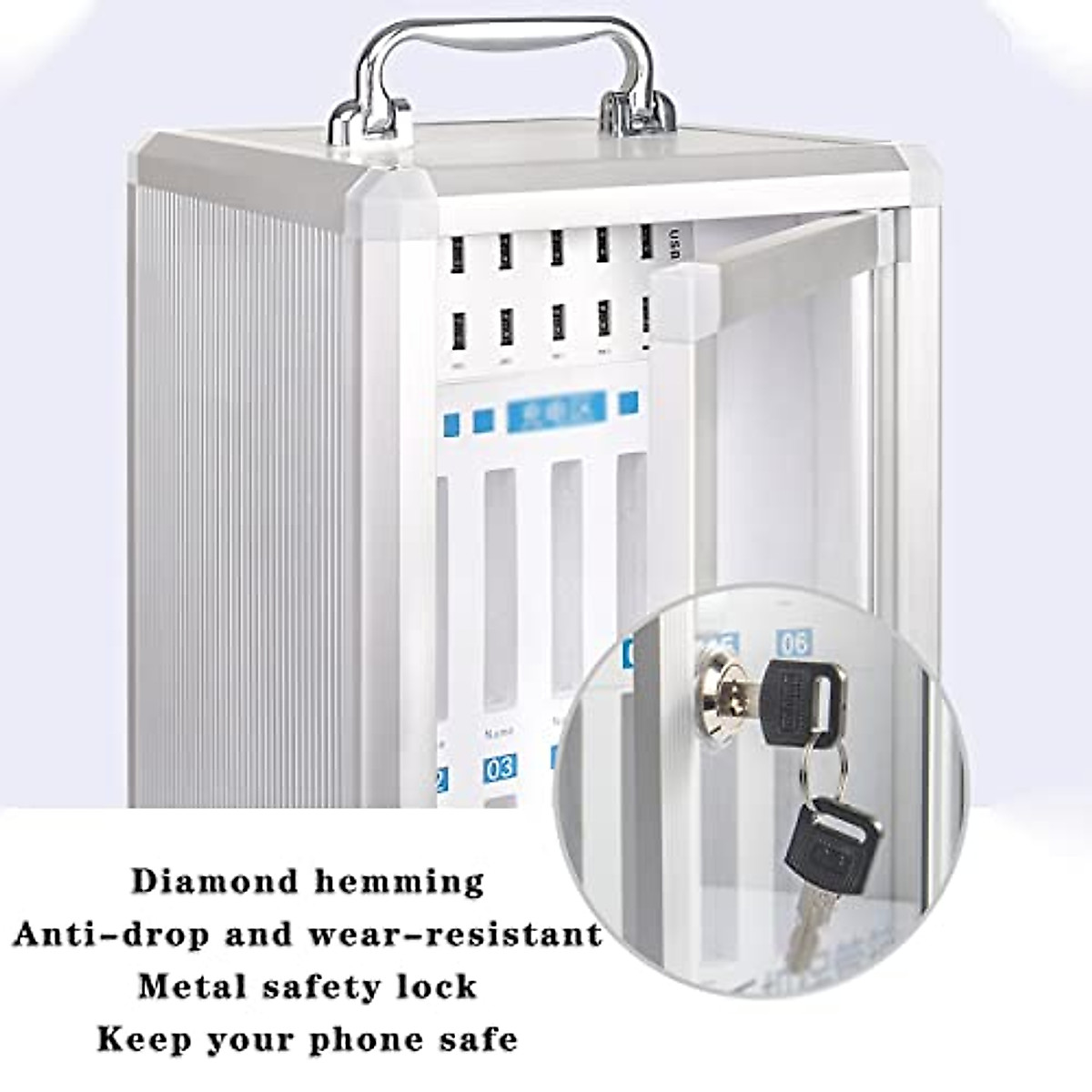 USB Rechargeable 12,24 Slot Mobile Phone Storage Cabinet Wall-Mounted Lockable Mobile Phone Storage Box Suitable for Schools, Factories, Conference Rooms (Size : 12)