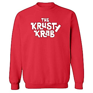 SpongeBob SquarePants The Krusty Krab Logo Fleece Crewneck Sweatshirt - Red - XL