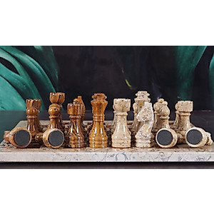 Radicaln Handmade Red and Coral Full Marble Chess Board Game Set - Staunton Marble Tournament Two Players Full Chess Game Table Set