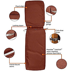 Classic Accessories Montlake FadeSafe Water-Resistant 80 x 26 x 3 Inch Outdoor Chaise Lounge Cushion Slip Cover, Patio Furniture Cushion Cover, Heather Henna Red