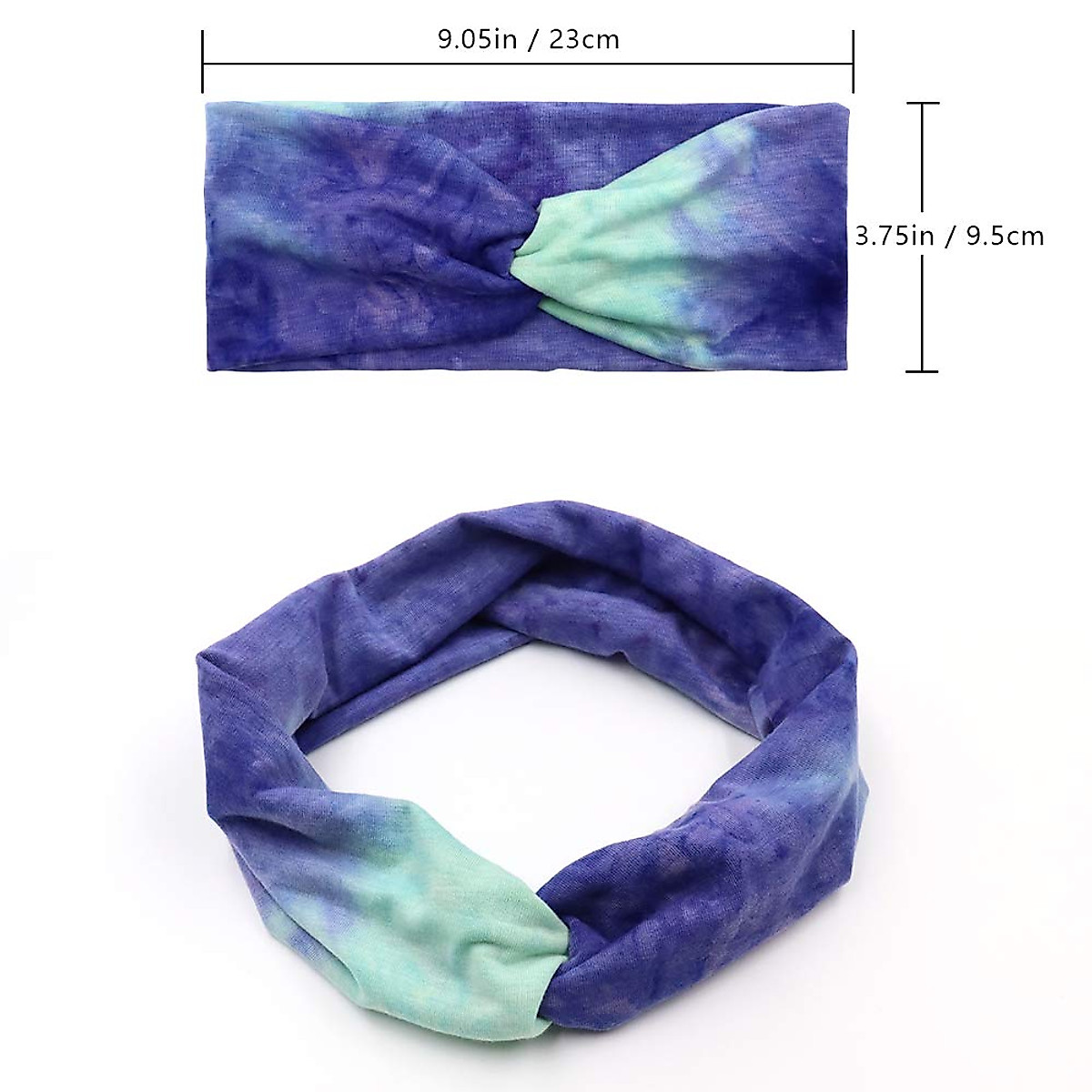 NODG 6 Pieces Tie Dye Headbands for Women - Knot Turban Headbands, Boho Knotted Yoga Head Wraps, Criss Cross Bands