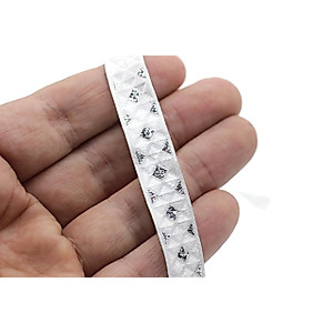 11 Yard Spool 0.47 inches Wide Silver White Jacquard Ribbons Diamond Jacquard Trim Sewing Trim Woven Ribbons Dog Collars Decorative Ribbon 12251