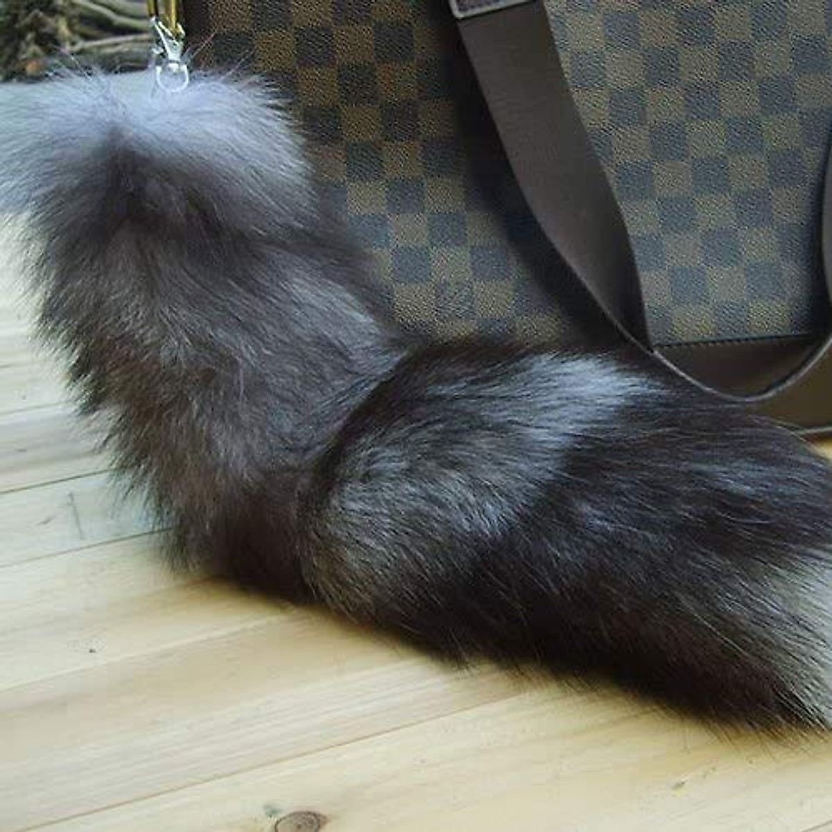 Alpertie Fluffy Real Fox Fur faux Tail Keychain Tassel Bag Cosplay toy Handbag Accessory hook Pendant