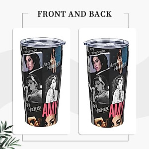 LAZHANG Amy Music Winehouse Stainless Steel Insulated Car Sippy Cup With Lid Travel Mug for Cold Hot 20 oz