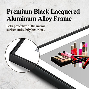 SBAGNO 32X24 LED Bathroom Mirror with Lights, Black Frame 3 Color Modes Wall-Mounted Vanity Mirror, Dimmable Smart Makeup Mirror, Anti-Fog, Waterproof, Build in Bluetooth Speaker