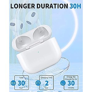 Wireless Charging Case Replacement Compatible with AirPod 3rd Generation, Air Pod 3 Charger Case with Bluetooth Pairing Sync Button Without Earbuds, White