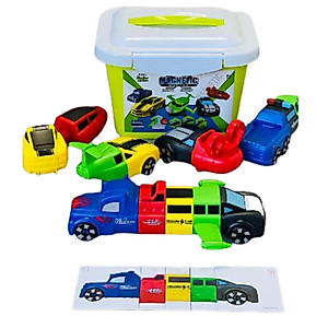Hungry Cutters Magnetic Create & Build Vehicle Set. Fine Motor Speech Educational STEM Construction Preschool Engineering Best Gift for Boys and Girls!
