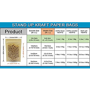50 Pcs Clear Fornt Brown Kraft Paper for Zip Plastic Package Lock Bag Doypack Stand Up Pouch Zipper Lock Reclosable Pouch Nuts Coffee Food Storage Packaging Pack (3.9x5.9 inch)