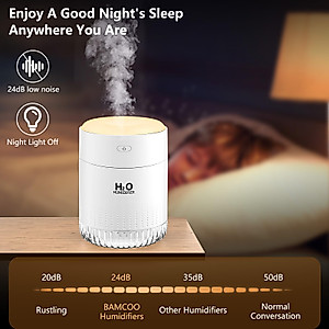 Mini Humidifiers for Bedroom 350ml Small Plants Humidifier Indoor Portable Travel Desk Cool Mist Humidifier, Auto Shut-Off 2 Mist Modes Humidificador for Bedroom Plants Travel Office Desk Car White