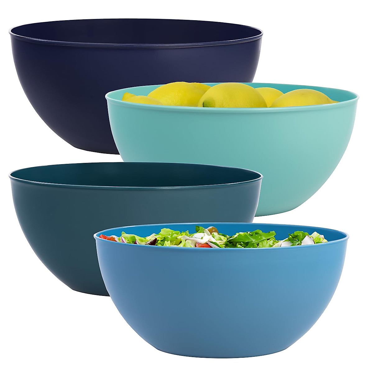 US Acrylic Vista Durable Plastic Salad and Serving 10-inch Bowls | Set of 4 in Coastal Colors | Reusable, BPA-free, Made in the USA | 135 oz. capacity