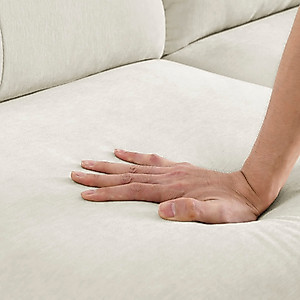 Prohon 80” L-Shape Sectional Sofa Chenille Fabric Retro Removable Cushions and Pocket, Rubber Wood Legs, 3 Seats Modern Convertible Futon Couches for Living Room/Small Space, Beige