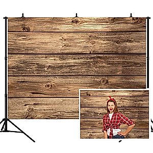 WOLADA 7x5FT Rustic Wood Wall Backdrop Natural Brown Wooden Board Photography Background Baby Shower Birthday Party Cake Table Decoration Banner Backdrops Photo Booth Prop 11839