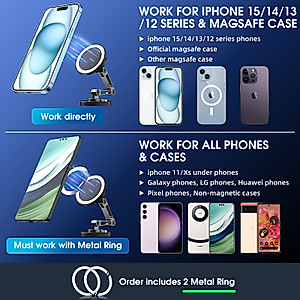 Fit for Magsafe Car Mount Long Adjustable Arm Magnetic Phone Holder for Car 360° Rotation Magnetic Car Phone Holder for iPhone Dashboard Cell Phone Mount for iPhone 15 14 13 12 Pro Max All Phones