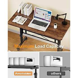 Small Standing Desk Adjustable Height, Mobile Stand Up Desk with Wheels, 32 Inch Portable Rolling Desk Small Computer Desk, Portable Laptop Desk Standing Table Rustic