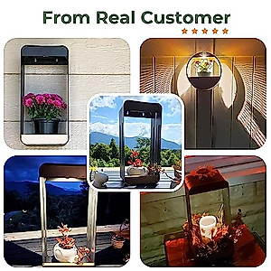 Grand patio Outdoor Steel LED Solar Power Wall Sconce Shelf Planter, Waterproof All-Weather Decor Wall Lamp Light for Porch, Patio. Solar Energy, Steel, Black(L-Rectangle)