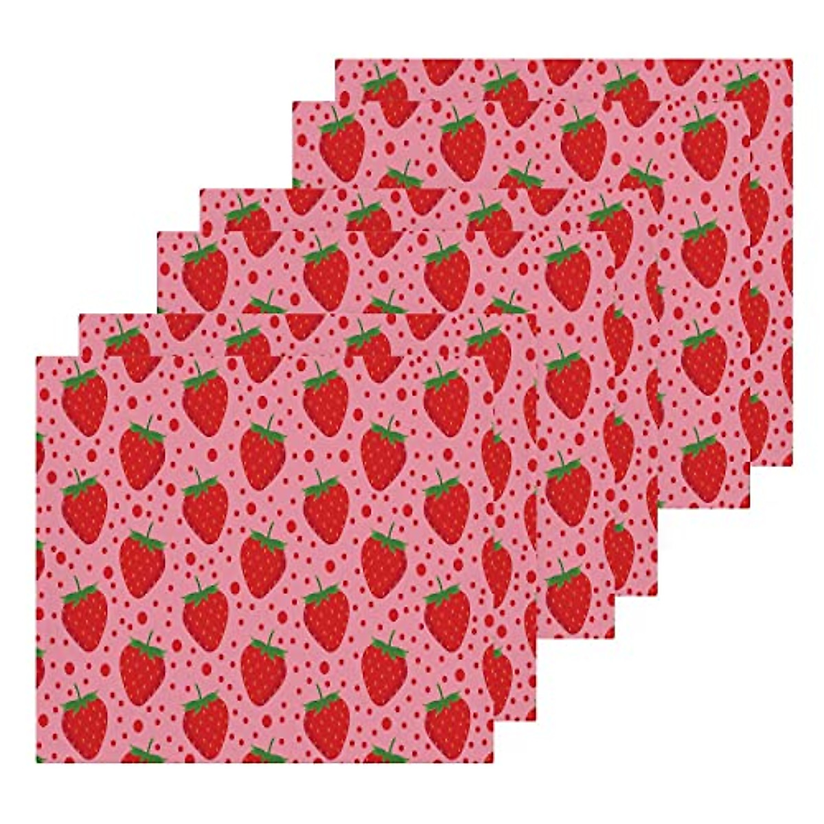 Kigai Strawberry with Dots Cotton Washcloths Set of 4, 12"x12" Soft Absorbent Wash Cloths Bathroom Face Cloths Fingertip Towels for Gym Hotel and Spa
