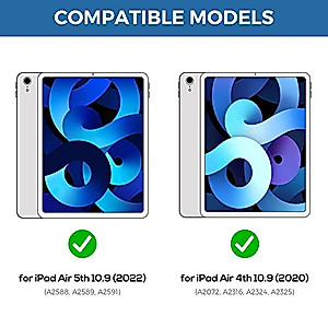 YEKBEE Case with Keyboard for iPad Air 5th Generation - 10.9" 2022-360° Rotatable - 10 Colors Backlit - Slim & Thin - Smart Protective Cover with Pencil Holder for iPad Air 5th 4th Gen - Yale Blue