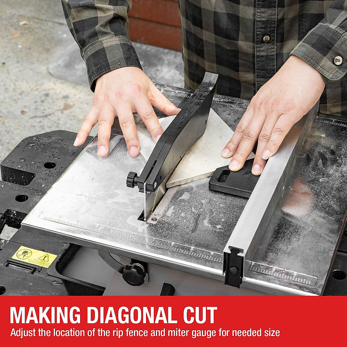 Goldblatt 7-inch Wet Tile Saw Ceramic Cutting Tabletop Saw with Water Storage, 0-45 Degrees Miter Angle for DIY and Pros Cutting Needs