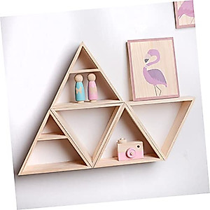 Zerodeko Wall Hanging Organizer for Wall Tool Triangle Home Living Display Pinewood Daily Decoration Hand-Made Rack Hanging Dispaly Storage Room Tier Use Shelf Wooden Bedroom Wall Mounted Shelf