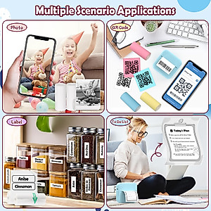 HUIJUTCHEN 10 Rolls Thermal Mini Printer Paper for Inkless Mini Printer, 5 Rolls Thermal Sticky Paper & 5 Rolls Thermal Plain Paper, 57X25mm, for Notes Journal Memo Photo Study