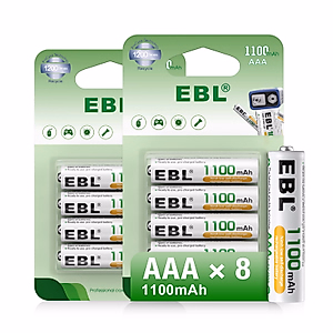 EBL Rechargeable AAA Batteries 1100mAh Ni-MH Triple A Batteries, Precharged Long Lasting AAA Battery - 8 Counts