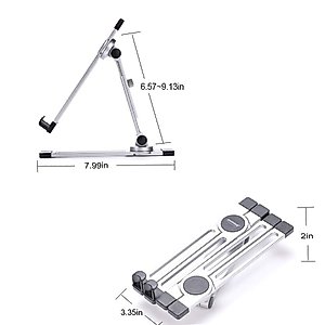 FUZADEL Portable Fold-Up Travel Stand Aluminum, Universal Tablet Stand Holder Foldable Multi-Angle Adjustable Stand for Tablet/Phone/Notebook/Tablet Holder for Surface Notebook Monitor Stand