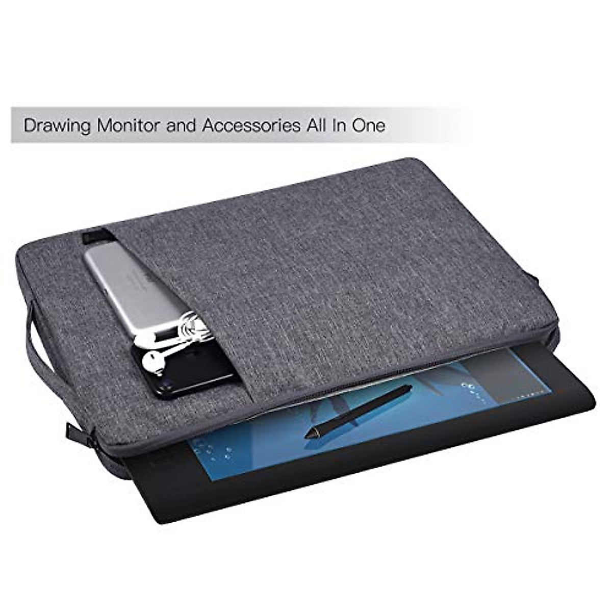 Waterproof Drawing Tablet Sleeve Case for Huion KAMVAS Pro 16, Wacom Cintiq Pro 16/ Cintiq 16/ Intuos Pro Large PTH860 Carrying Sleeve Case (Space Grey)