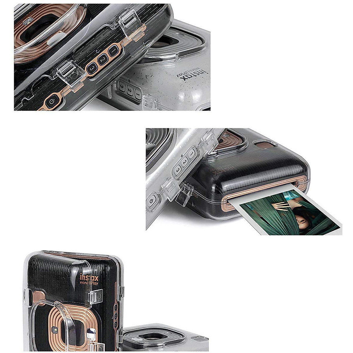 Hurricanes 4 in 1 Accessories Bundle Kit for Fujifilm Instax Mini Liplay Camera (Transparent Camera Case,60 Photo Frame Stickers,Wall Hanging Frames, Clips with String)