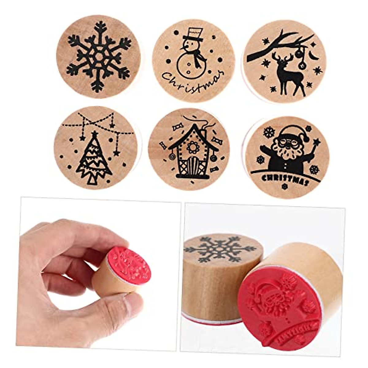 EXCEART Xmas Style Stamper 30 pcs Christmas Stamp Gift Bag DIY Scrapbook Wooden Stamps Self- Ink Xmas Style Stamper Lovely Stamper Stamps Playthings Seal Cartoon die Crafts