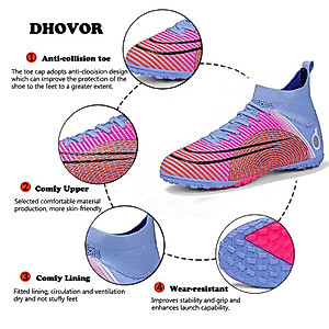 DHOVOR Womens Soccer Cleats Youth High-Top Football Cleats Anti-Slip Athletics Football Trainers Girls Indoor Soccer Shoes