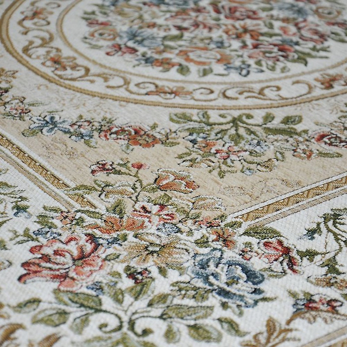 UKELER Romantic American Country Style Cotton Rugs Home Decor Collection Floral Rug Flower Garden Design Modern Accent Floor Rugs for Bedroom (31.5''x47.2'', Beige Garden)