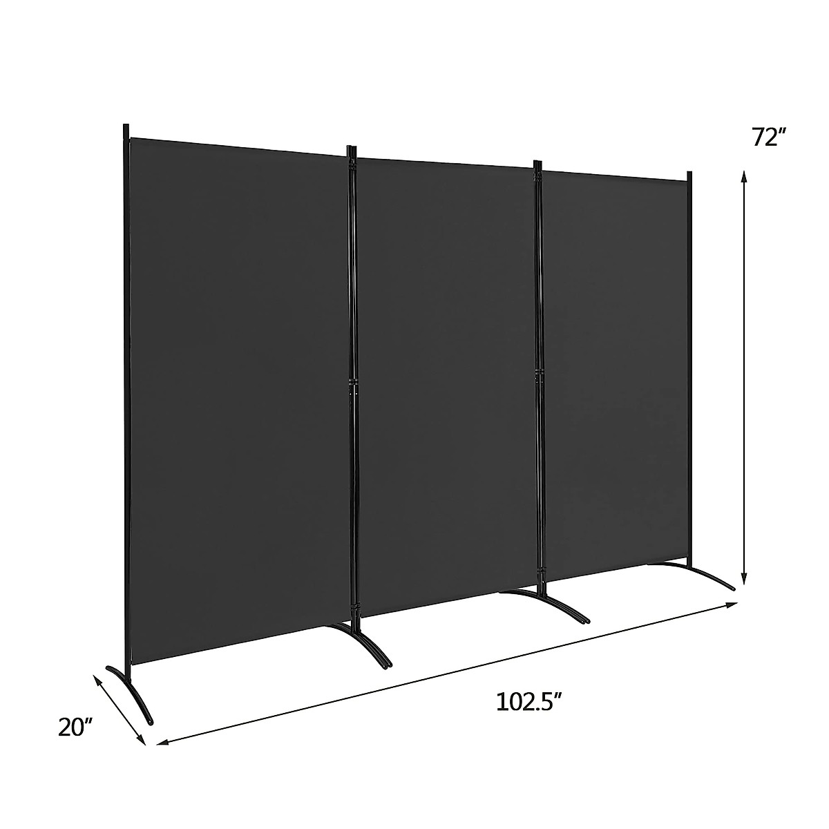 DORTALA 3-Panel Room Divider, Freestanding Folding Privacy Partition Screen with Steel Frame, Morden Room Divider for Separating Room in Bedroom, Office, Black