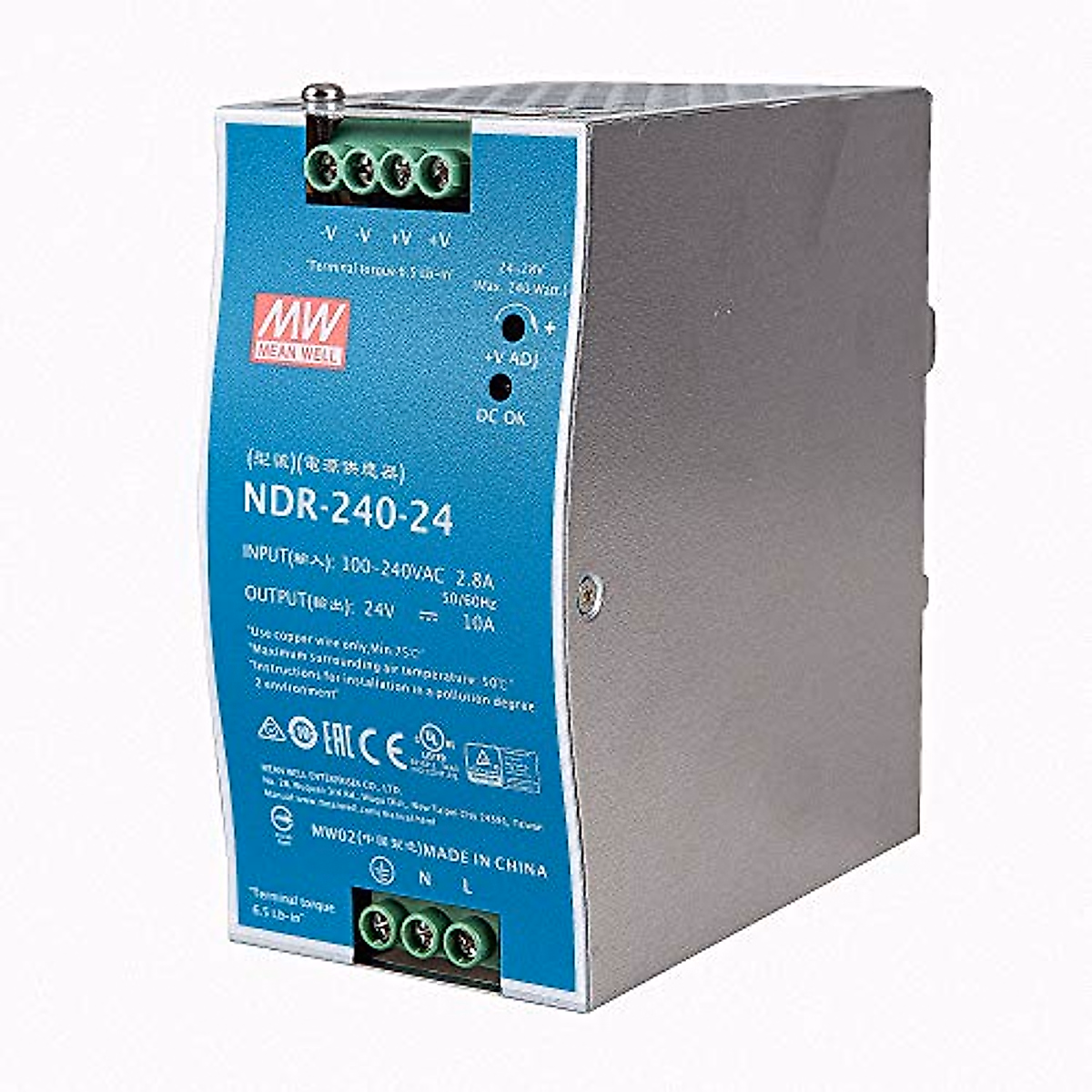 MEAN WELL NDR-240-24 240W 24VDC 10A AC/DC Industrial DIN Rail Power Supply Single Output for Industrial Applications (1)