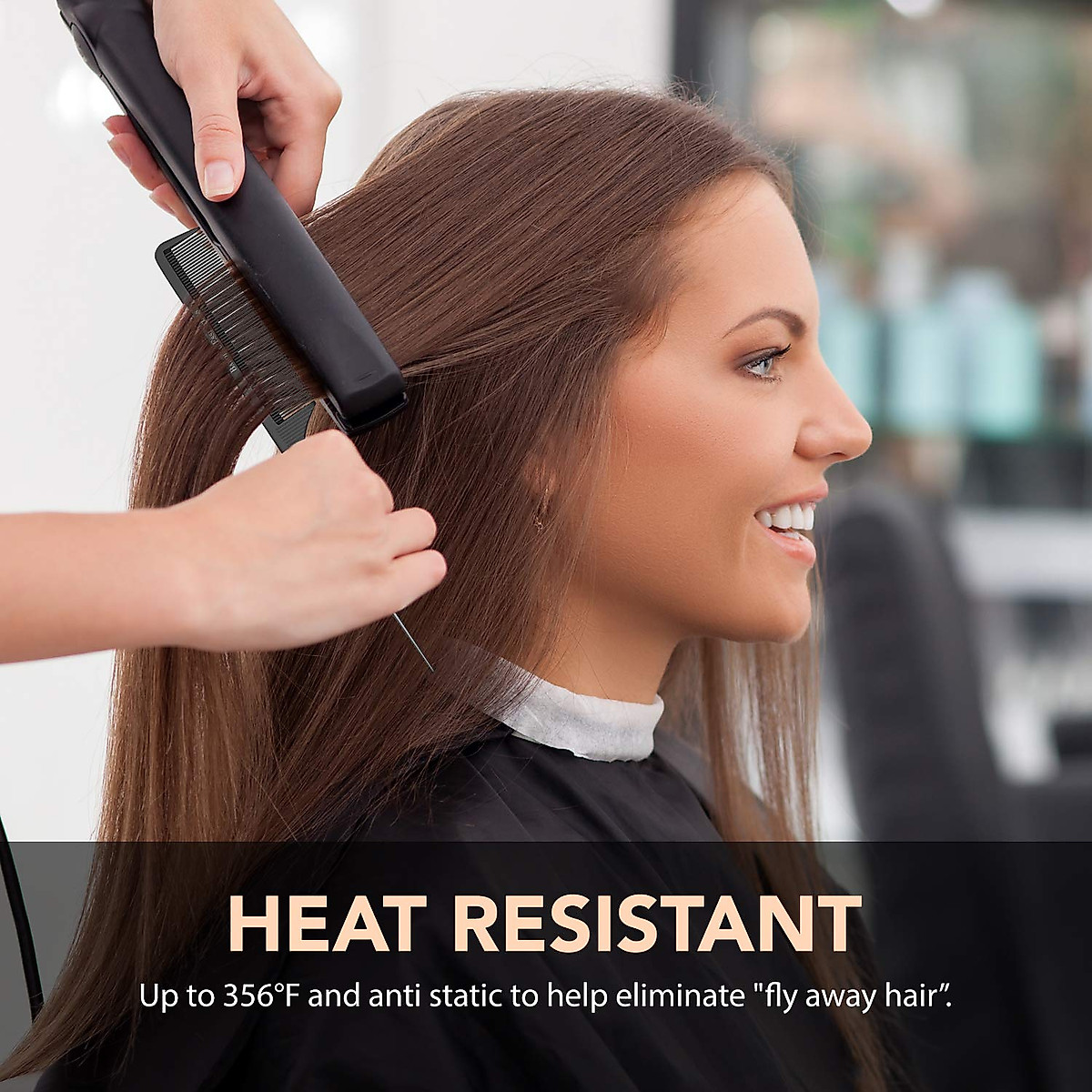 Professional 8.8 Inch Tail Comb - Black Carbon Fiber And Stainless Steel Pintail - Anti Static And Heat Resistant Teasing Lightweight Comb For All Hair Types