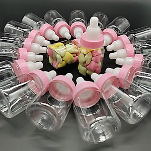 Jessica welcomes you Bottles with Removable Pink Tops for Baby Showers, Parties, and Favors (24 Pink)