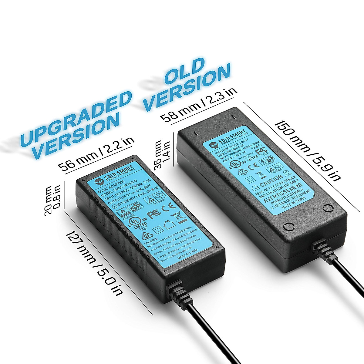 Genmitsu Power Supply Adapter for Upgraded 20000RPM Spindle Compatible with CNC Routers 3018-PRO/3018-PROVer/3018-PROVer Mach3/4040-PRO/4040 Reno, 24V 4A DC, 12.7 x 5.6 x 2cm