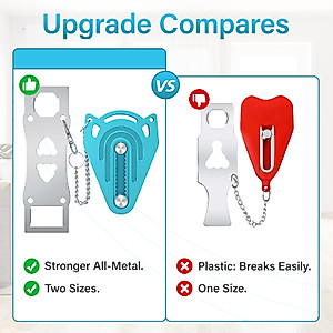 Metal Portable Door Lock for Travel Hotel Room Safety - Hotel Door Locks for Travelers Door Lock Security, Extra Lock from Inside, Apartment Home Security Device Travel Essentials,Blue