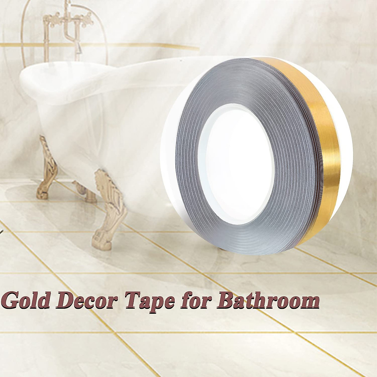 Gold Metalized Polyester Mylar Film Tape with Acrylic Adhesive, Vibrant Mirror-Like Finish, Gold Decor Tape for Detailing Accent Wall, Graphic Arts, Other DIY Project Design (0.4 inch x 55 yds)