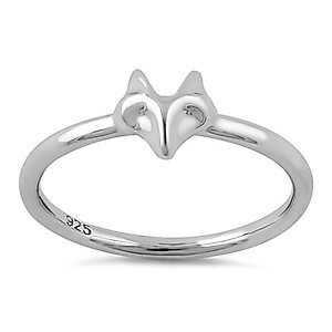 Sterling Silver 925 Fox Ring Forest Spirit Animal Ring Cute Fox Head Ring (6)