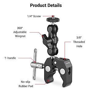 SmallRig Multi-Functional Ballhead Clamp Double Ball Adapter with Bottom Clamp - 2164