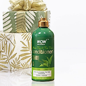 WOW Skin Science Green Tea & Tea Tree Conditioner - Anti-Dandruff, Anti-thinning - Detox Hair and Exfoliate Scalp - Hair Thickening - Paraben & Sulfate Free- All Hair Types (16.9 Fl Oz / 500ml)