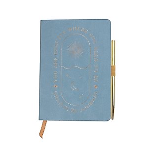 DesignWorks Ink Gratitude Journal with 196 Guided Pages for Daily Thoughts and Goals with Pen and Ribbon Marker | Undated Daily Mindfulness Journal, Teal and Gold Foil Where You Need to Be