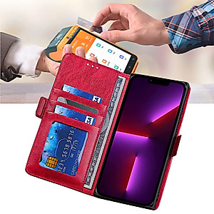 Fansipro Wallet Folio Case for Oppo Reno 2 Z, Premium PU Leather Slim Fit Cover for Reno 2 Z, 3 Card Slots, 1 Transparent Photo Frame Slot, Anti-Dirt, Red